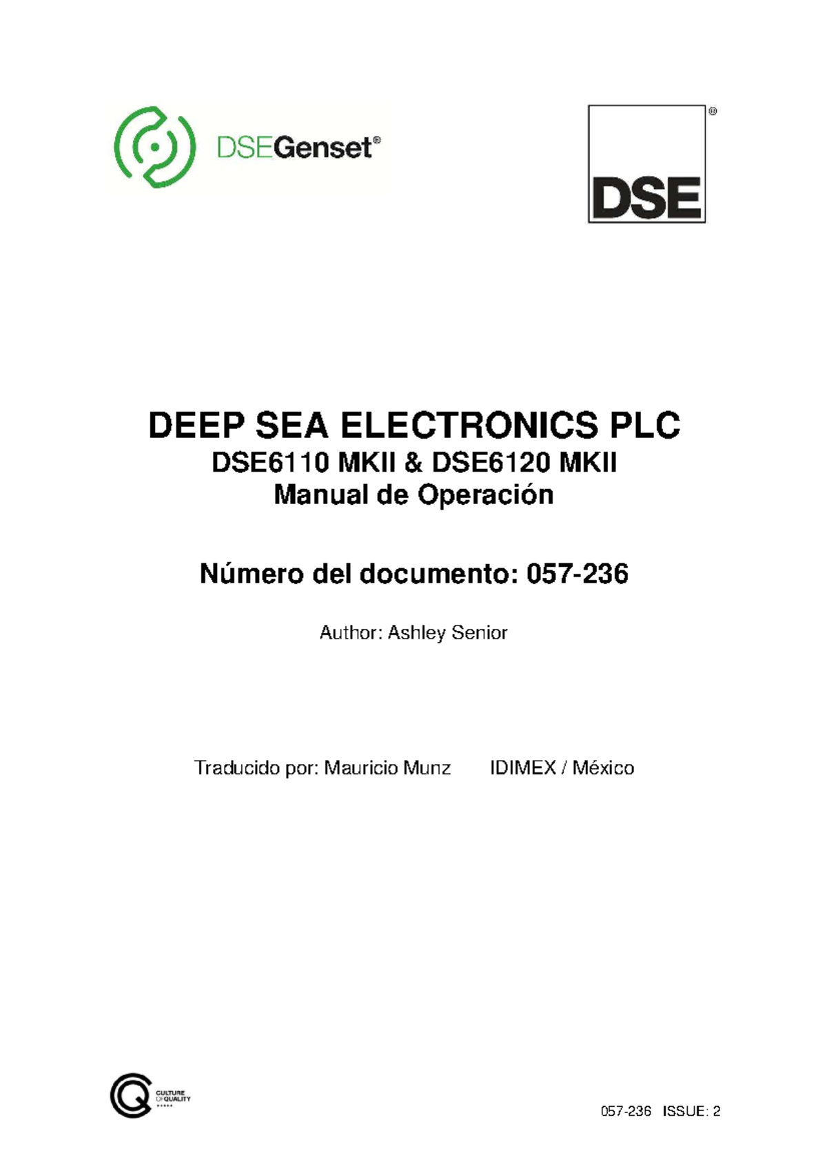 DSE6120-MKII- Manual Español - 057-236 ISSUE: 2 DEEP SEA ELECTRONICS PLC DSE6110 MKII & DSE6120 ...