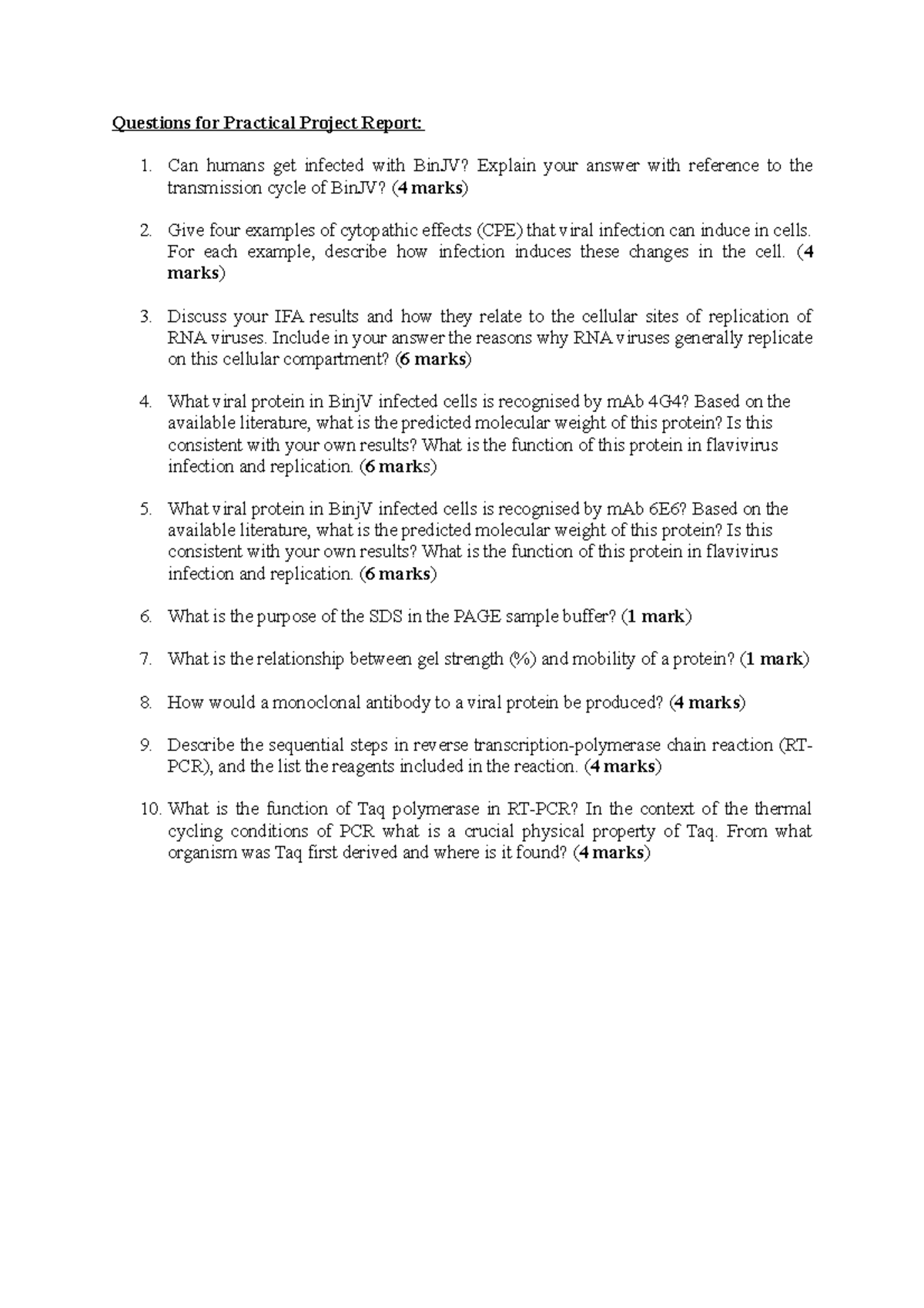 Questions for Prac Project report 28-3-22 - Questions for Practical ...