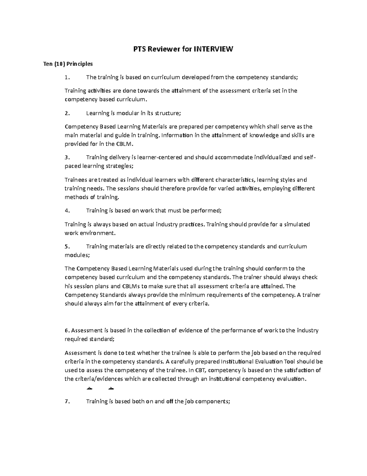 PTS Reviewer for Interview of trainees - PTS Reviewer for INTERVIEW Ten ...