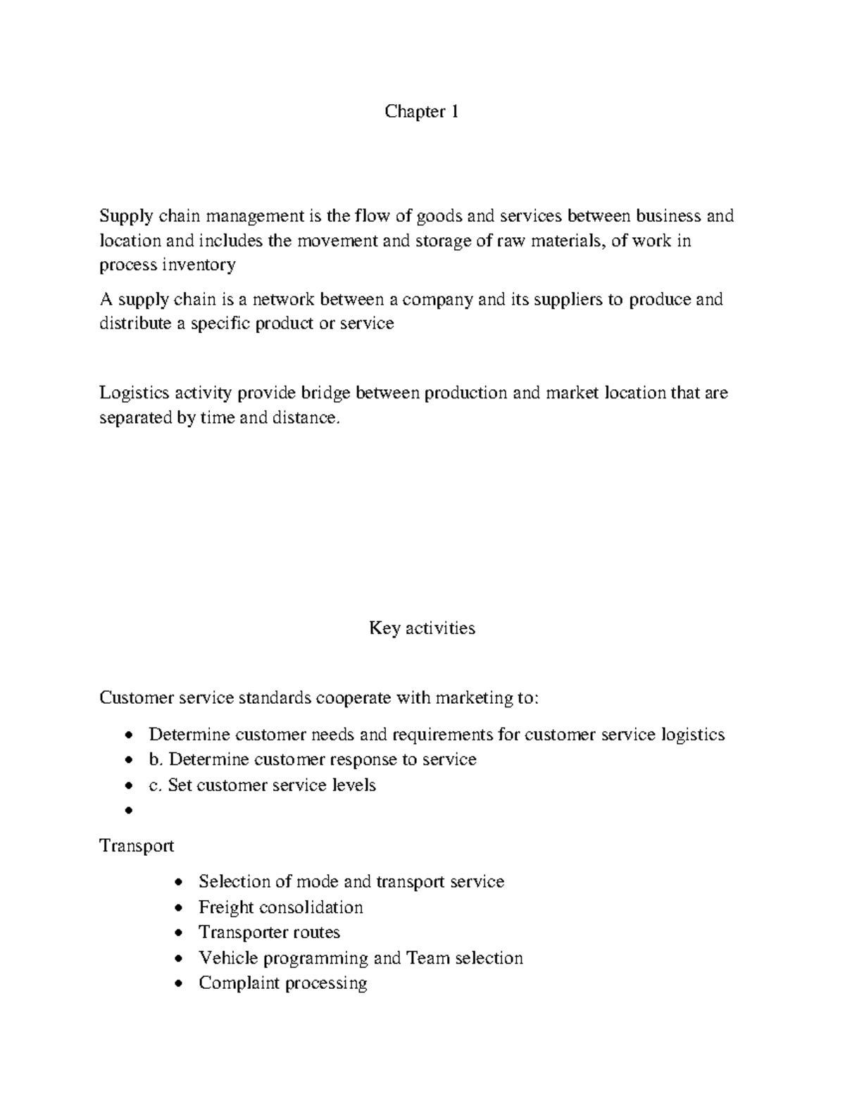 Notes-scm - Short Shorts Regarding SCM 2nd Chapter - Chapter 1 Supply ...