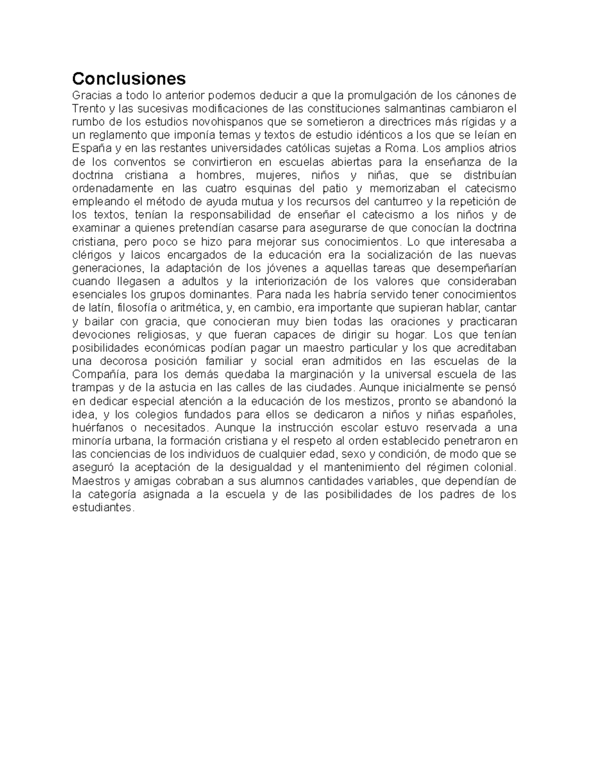 Conclusiones 095159 - Historia de la educación - Conclusiones Gracias a ...