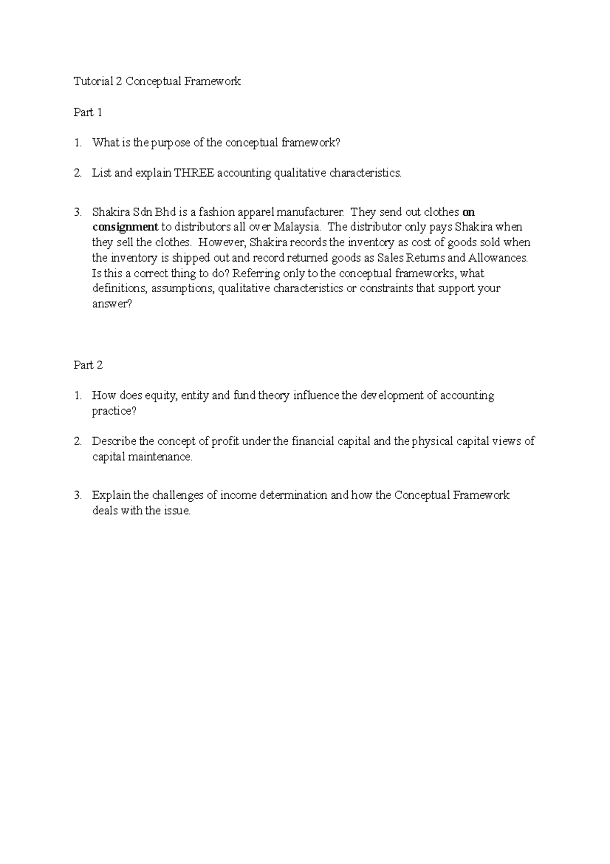Tutorial 2 Conceptual Framework Tutorial 2 Conceptual Framework Part 1 What Is The Purpose Of