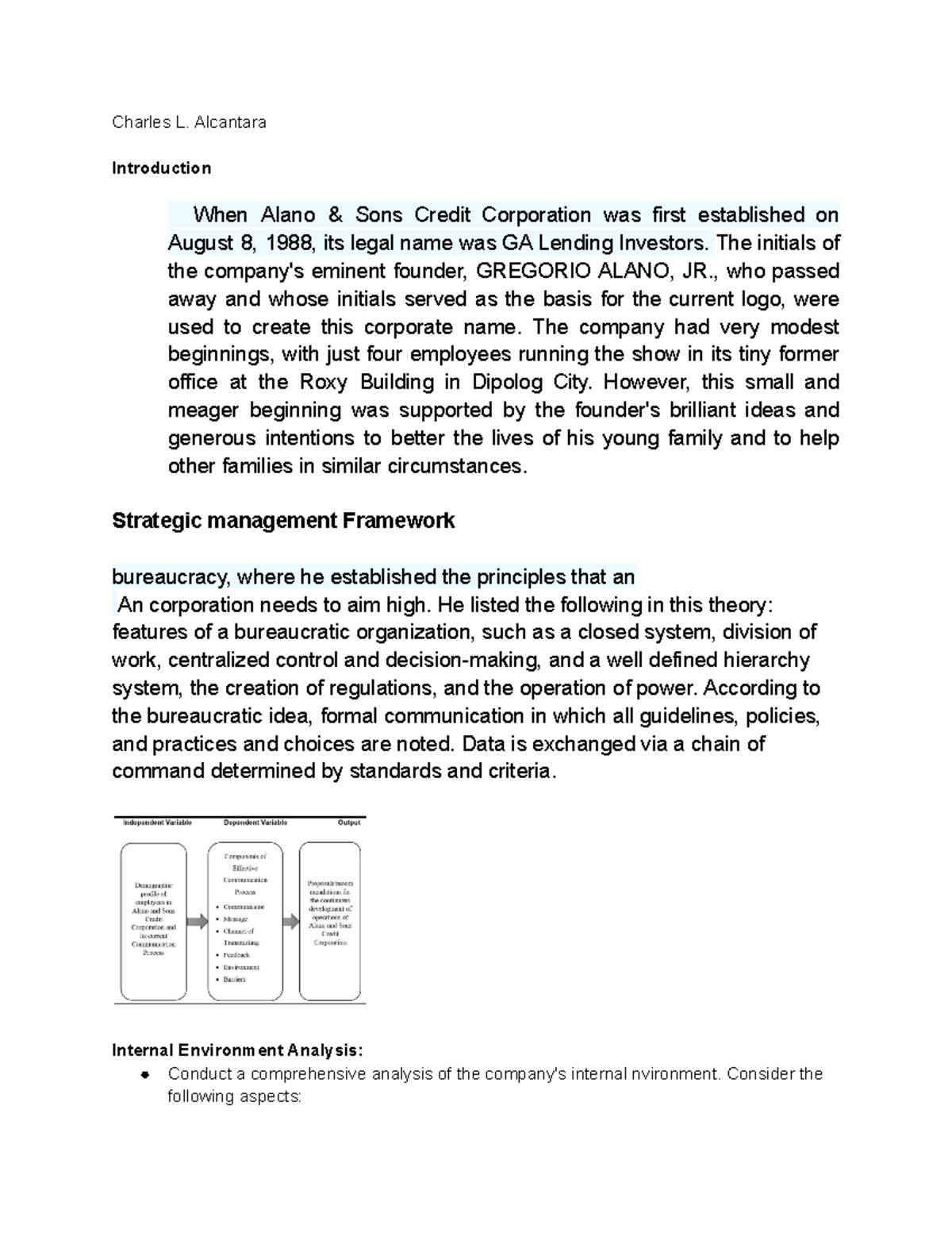 Charles- Cbmec- Final - None - Charles L. Alcantara Introduction When Alano & Sons Credit - Studocu