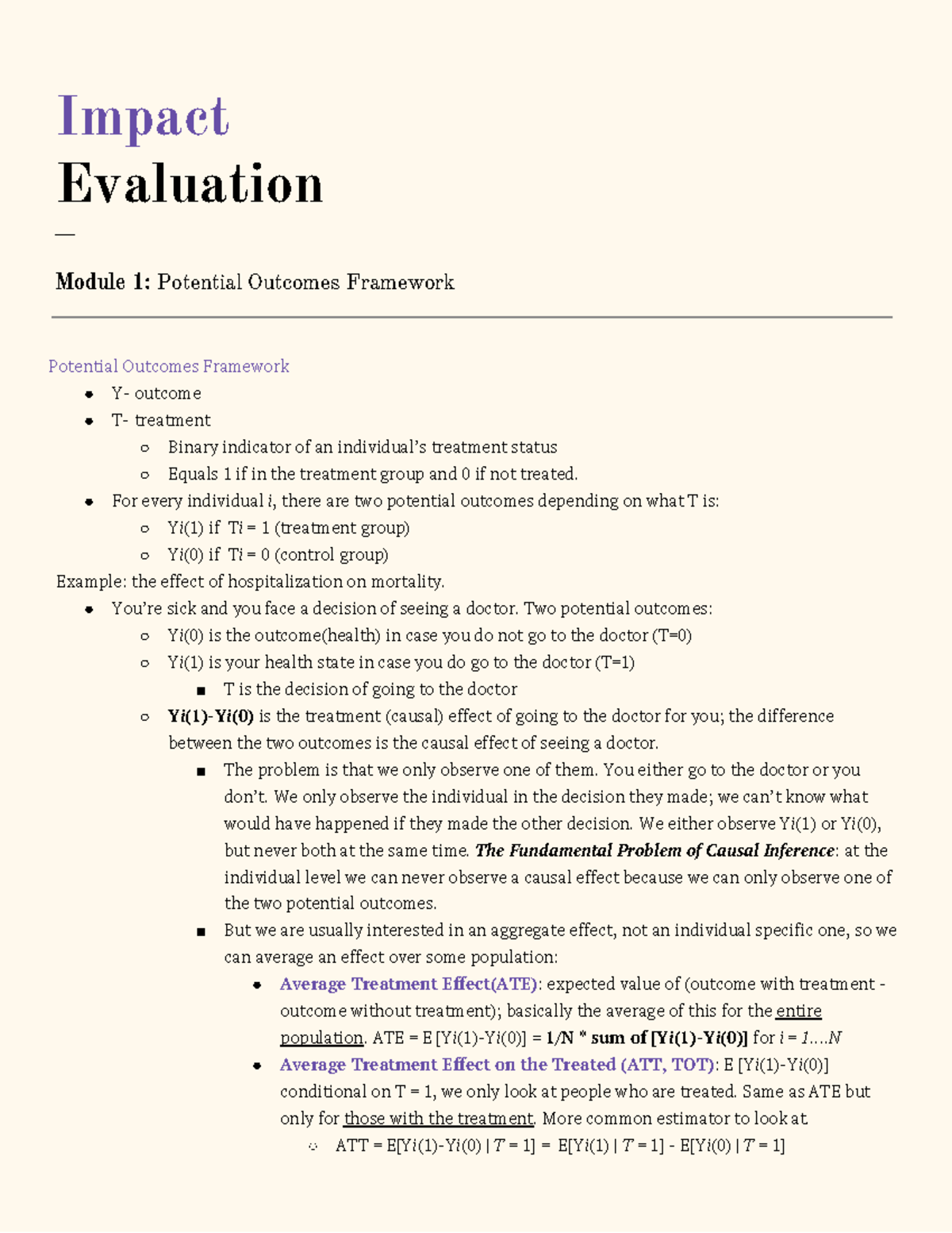 1.1 Potential Outcomes Framework - Impact Evaluation ___ Module 1 ...