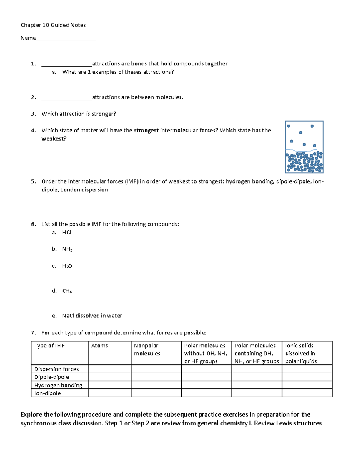 Chapter 10 Liquids And Intermolecular Forces Practice Problems