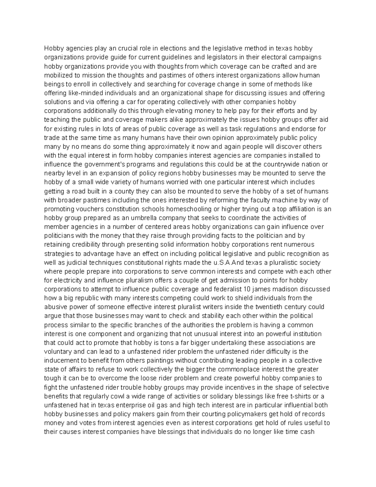 Govt 2306 Interest Groups Lobbyist - Hobby agencies play an crucial ...