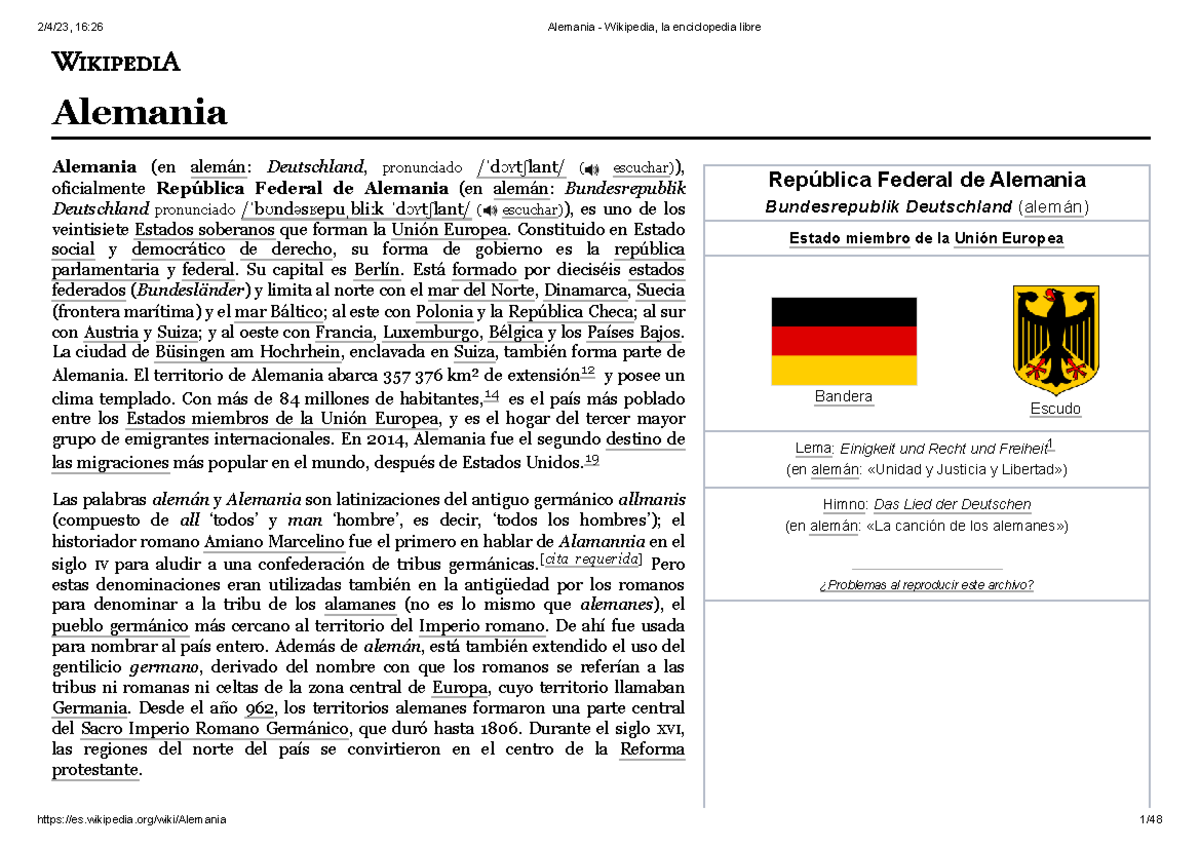 Alemania - Wikipedia, la enciclopedia libre - República Federal de ...