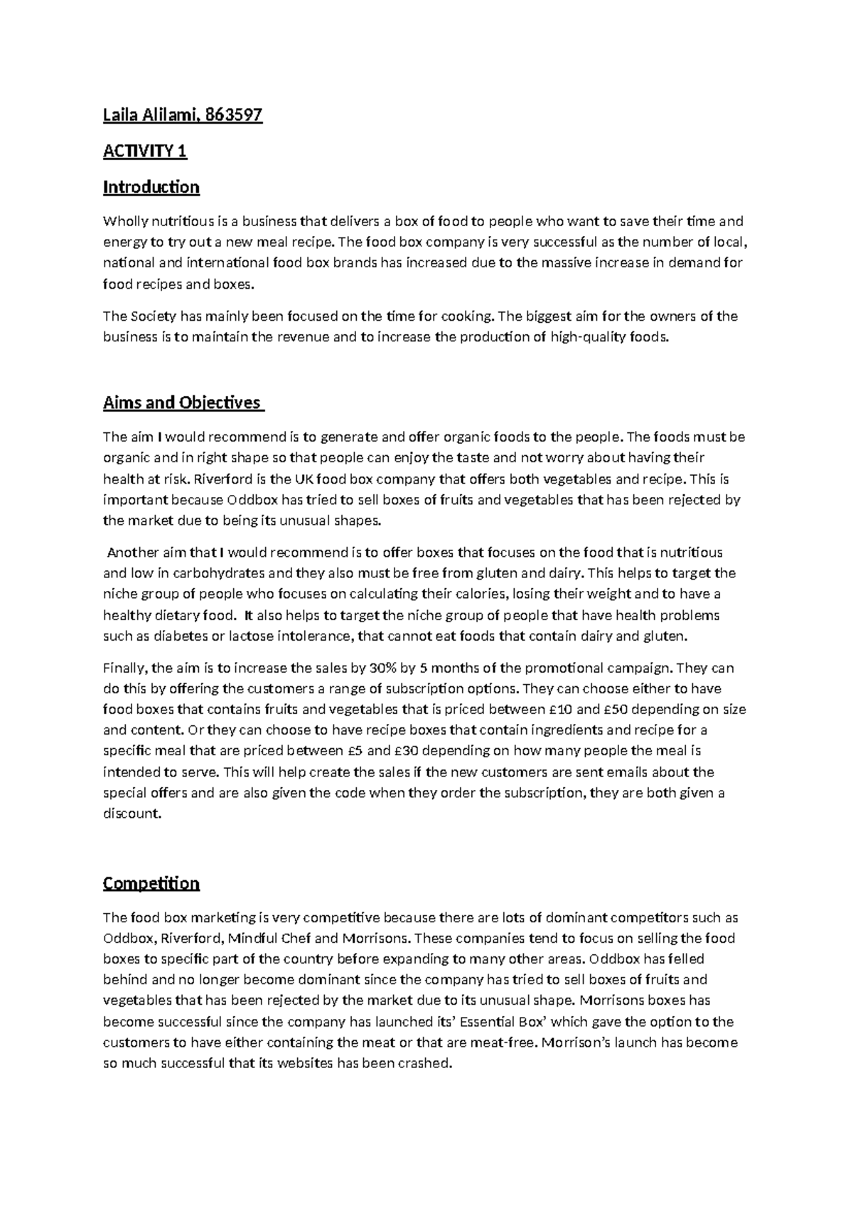Unit 2 Marketing and Campaign Part B - Laila Alilami, 863597 ACTIVITY 1 ...