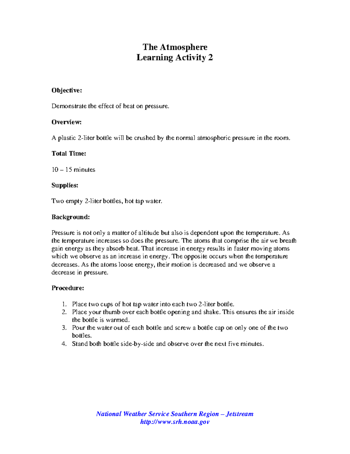 Atmosphere Activity 2 - Essay - National Weather Service Southern ...