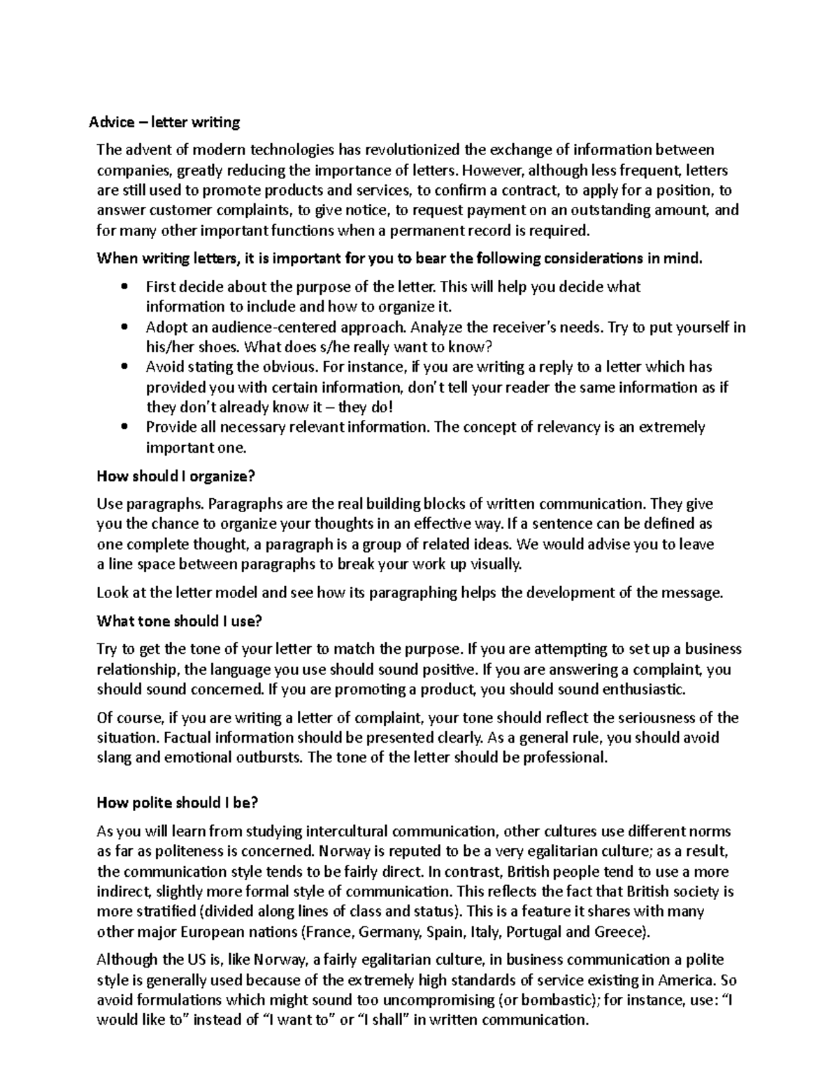 Mal brev - mal - Advice – letter writing The advent of modern ...