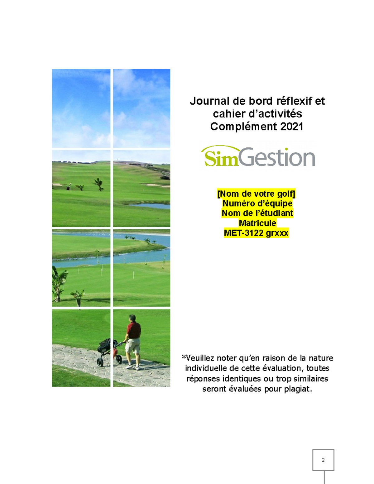 Journal de bord MET3122 2021 travail individuel - Journal de bord ...