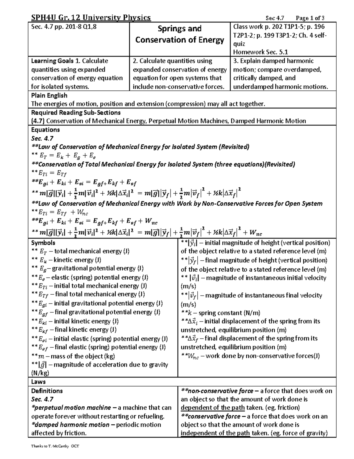 4. SPH4U 4.7 Springs and Cons Energy - SPH4U Gr. 12 University Physics ...