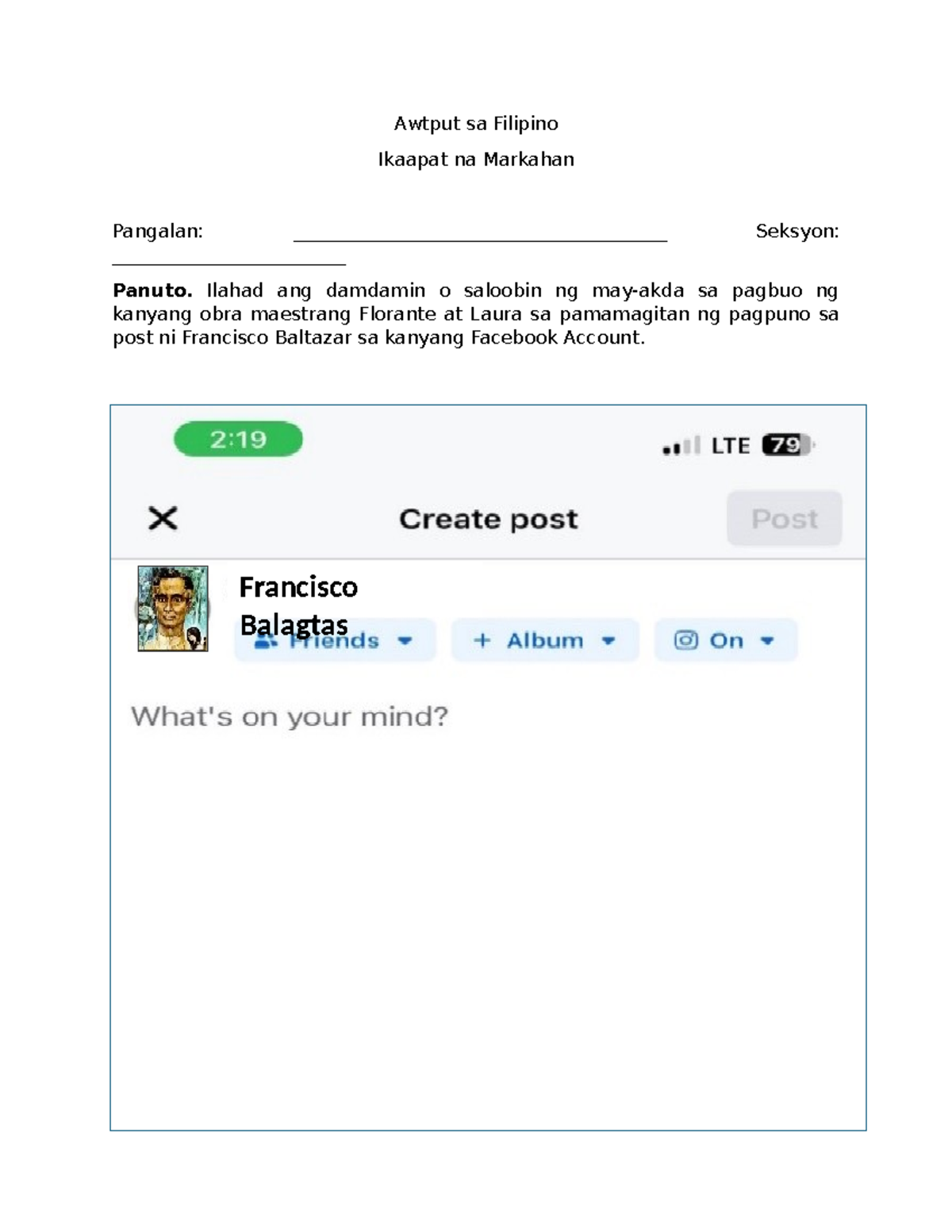 Awtput-sa-Filipino - Awtput - Filipino - Francisco Balagtas Awtput sa ...