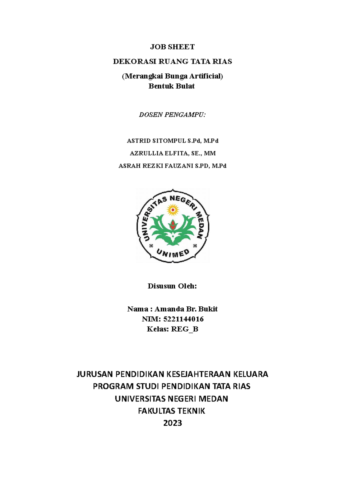 Jobsheet rangkai bunga artificial - JOB SHEET DEKORASI RUANG TATA RIAS ...