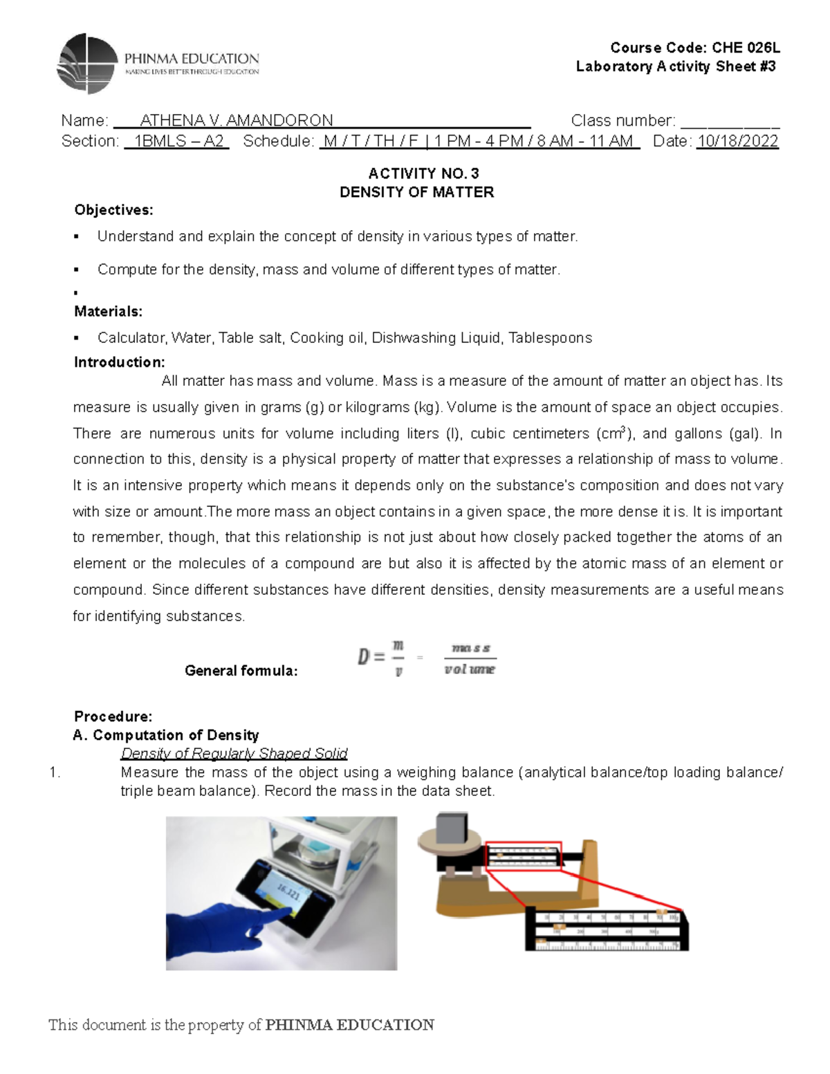 LAS#3 - Amandoron - LAB MANUAL - Laboratory Activity Sheet Name: ATHENA V. AMANDORON Class ...