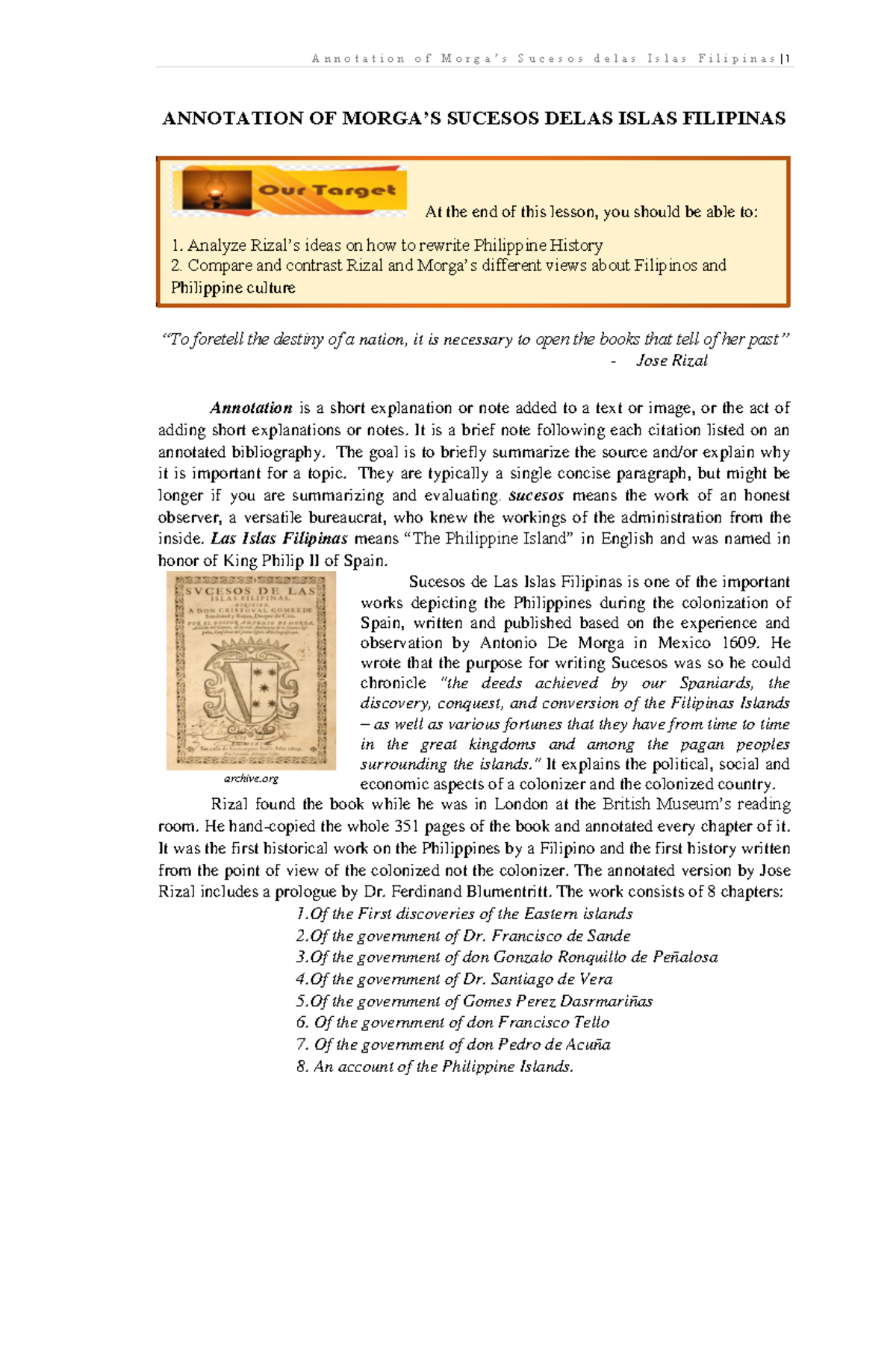 Annotation OF Morgas Sucesos Delas Islas Filipinas - ANNOTATION OF ...