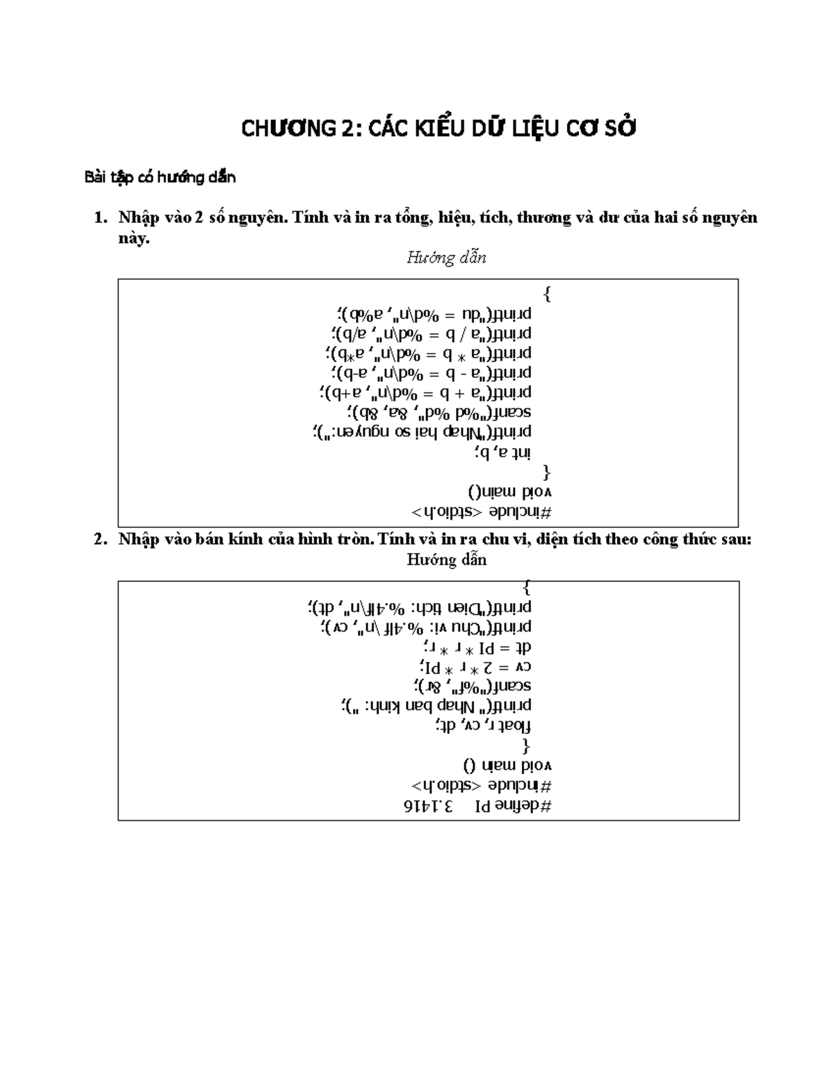 Bài tập lập trình C đã sửa (Repaired) - #include void main() { int a, b ...
