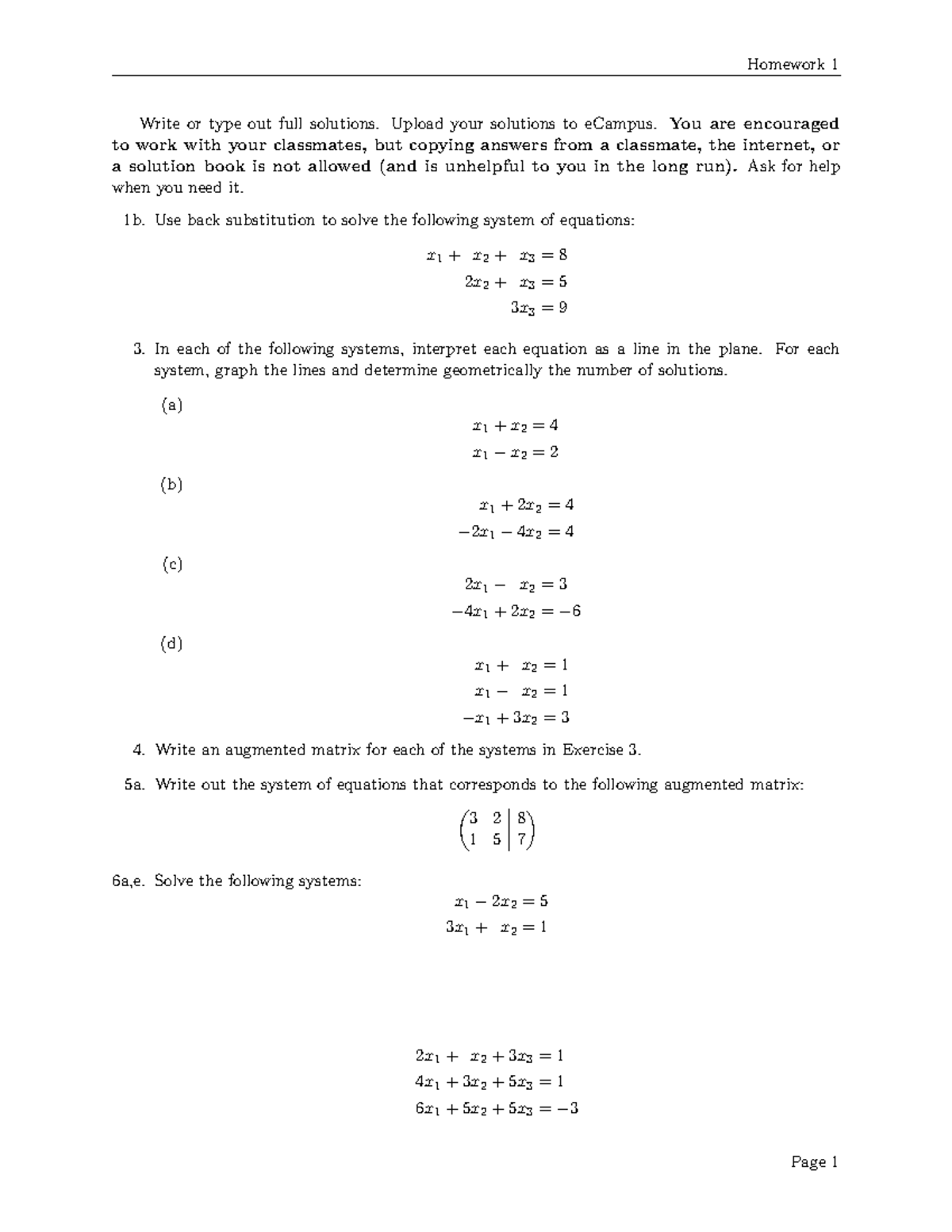 311 Homework 1 - Homework 1 Write or type out full solutions. Upload ...