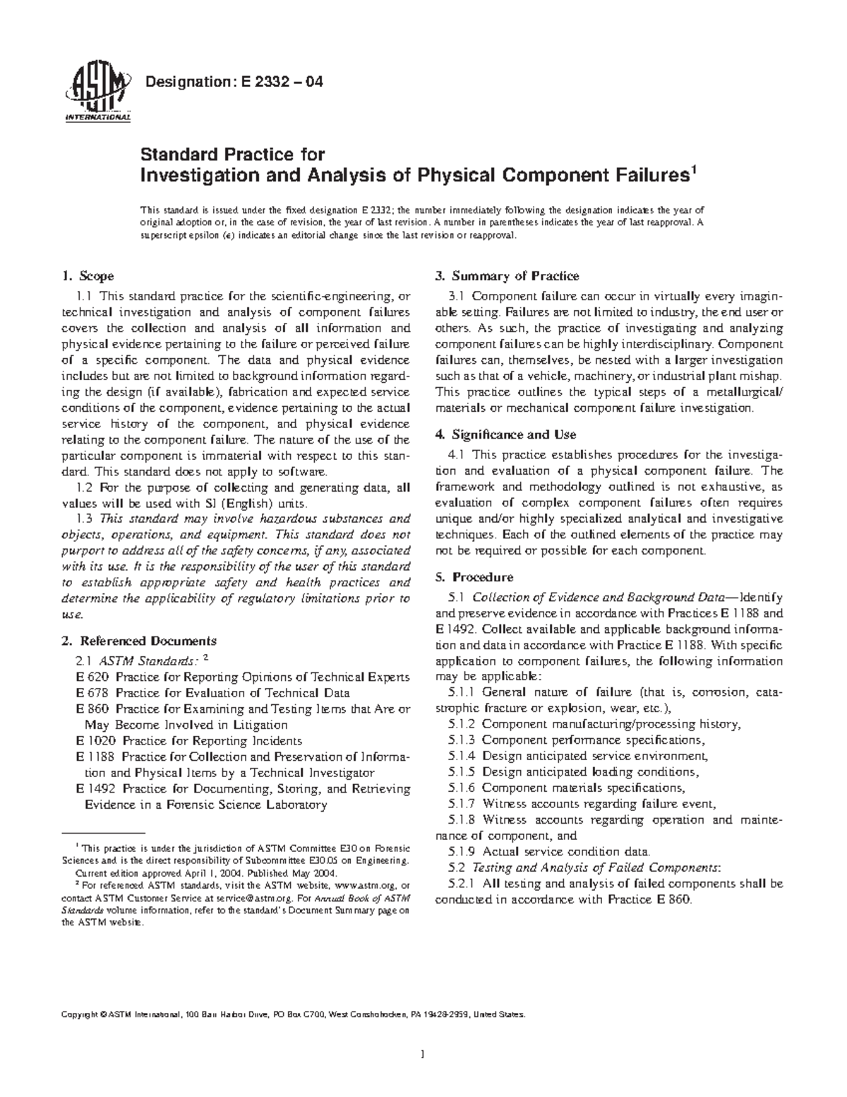 ASTM E2332-2004 - Designation: E 2332 – 04 Standard Practice for ...