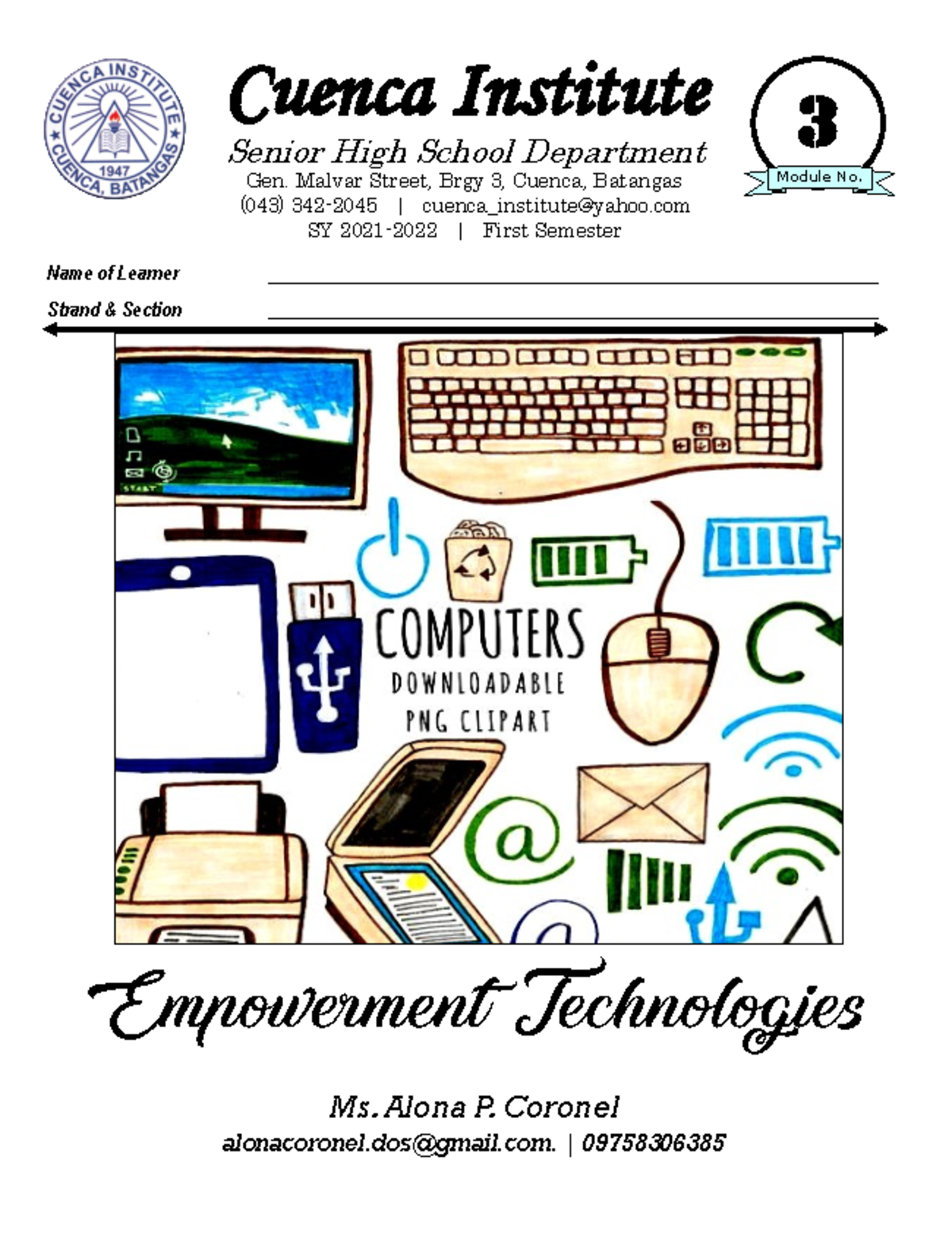 Module 3- Etech - Education - Name of Learner ___________________________________________ Strand ...