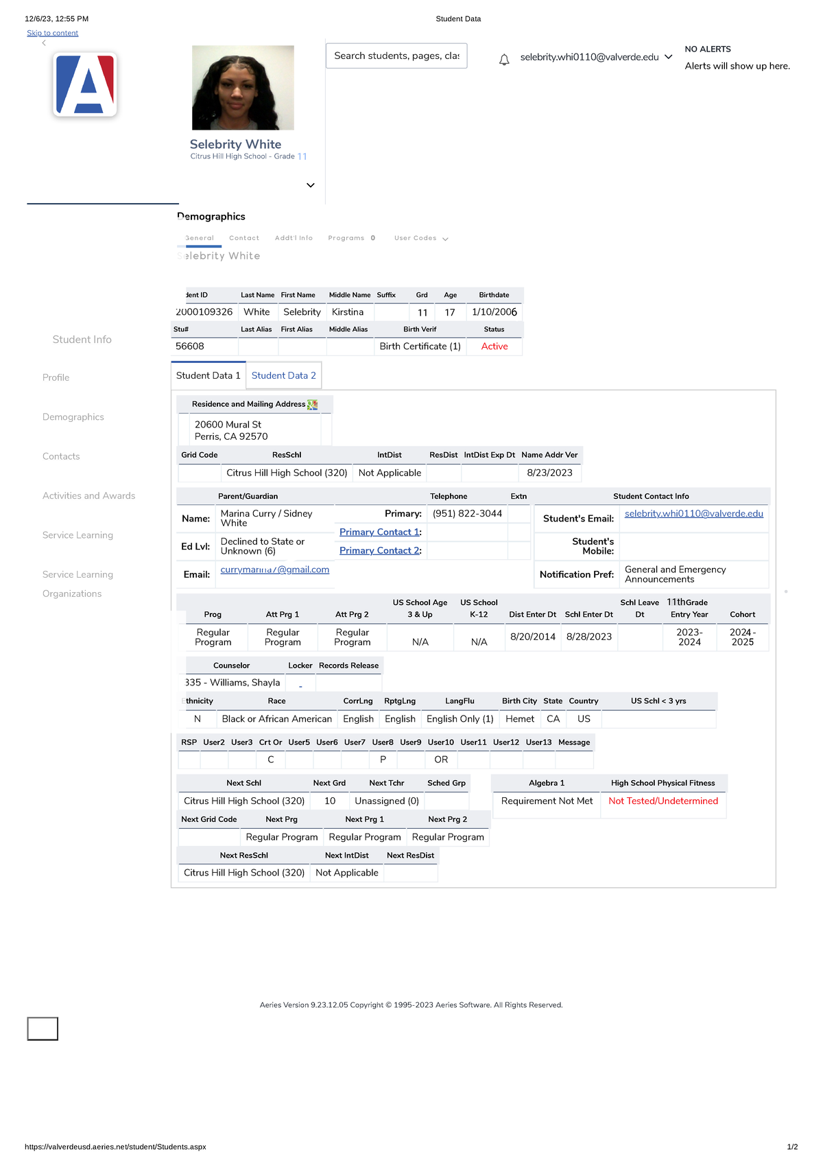 Student Data - took 1 year off and became scientist at the cia - 12/6 ...