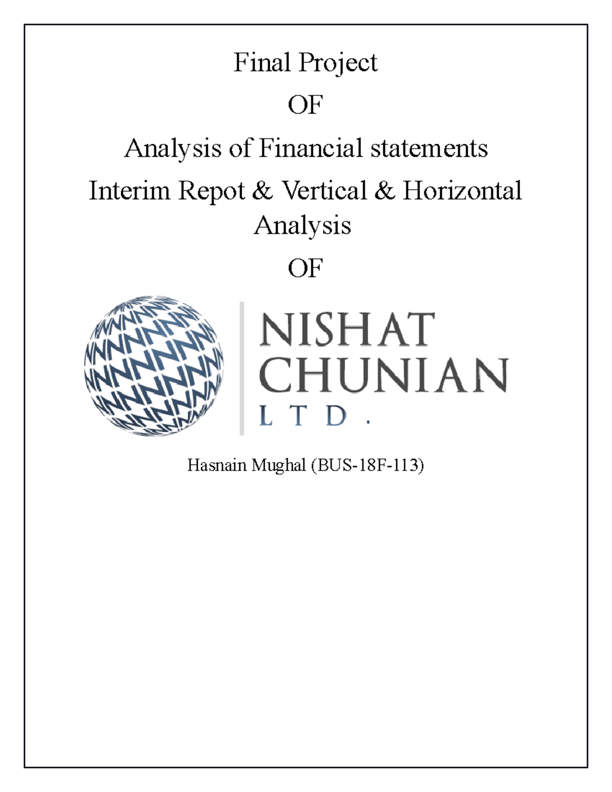 Final project of AFS - Final Project OF Analysis of Financial statements Interim Repot & - Studocu
