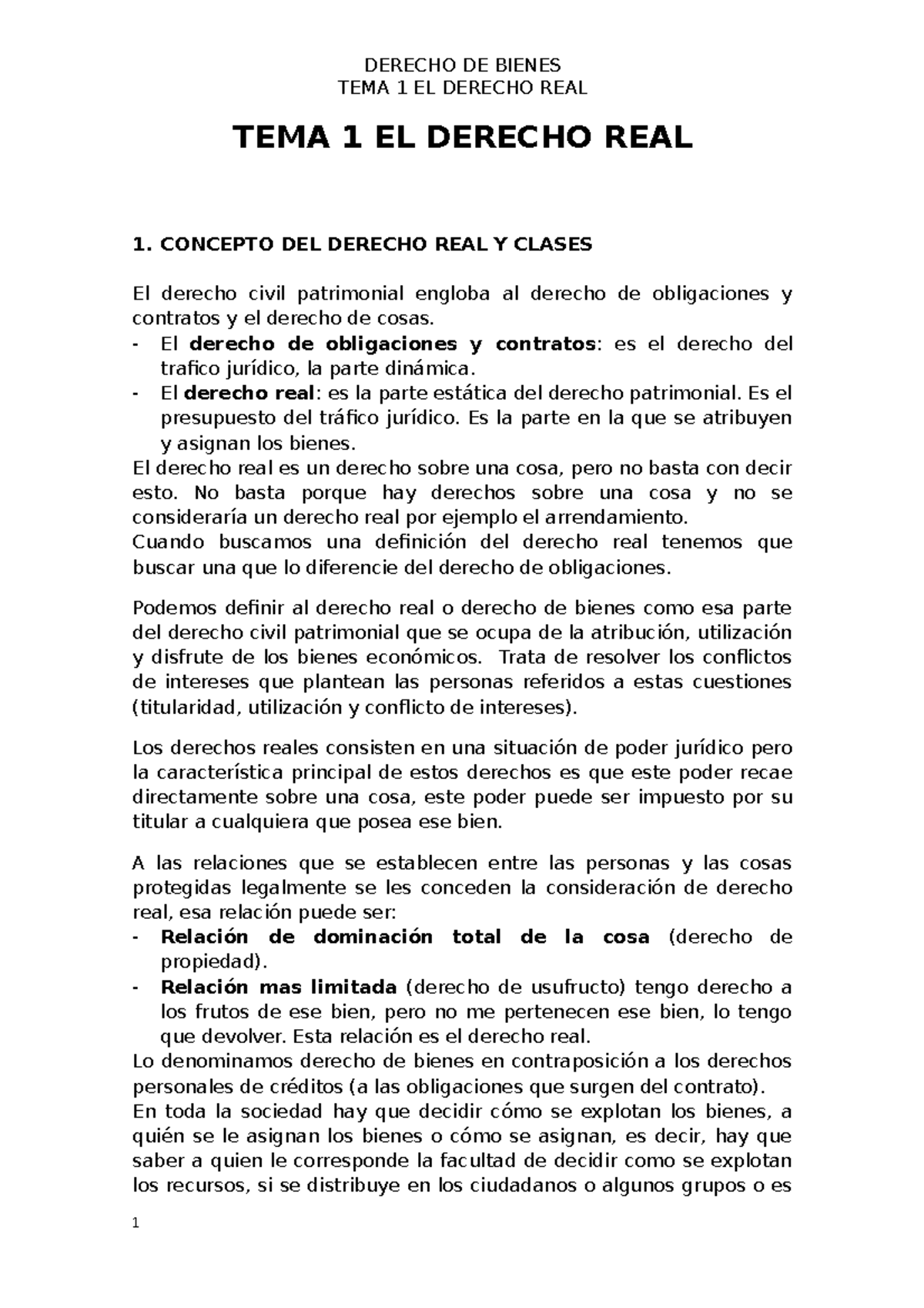 TEMA 1 Derecho REAL - TEMA 1 EL DERECHO REAL TEMA 1 EL DERECHO REAL 1 ...