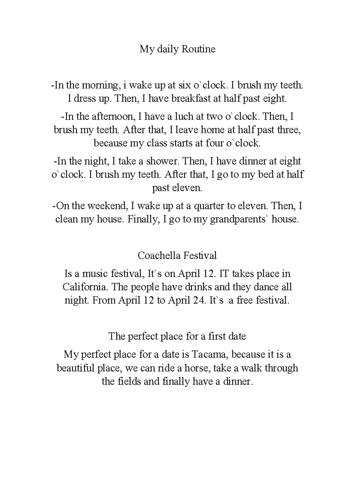 apuntes para alp - My daily Routine -In the morning, i wake up at six ...