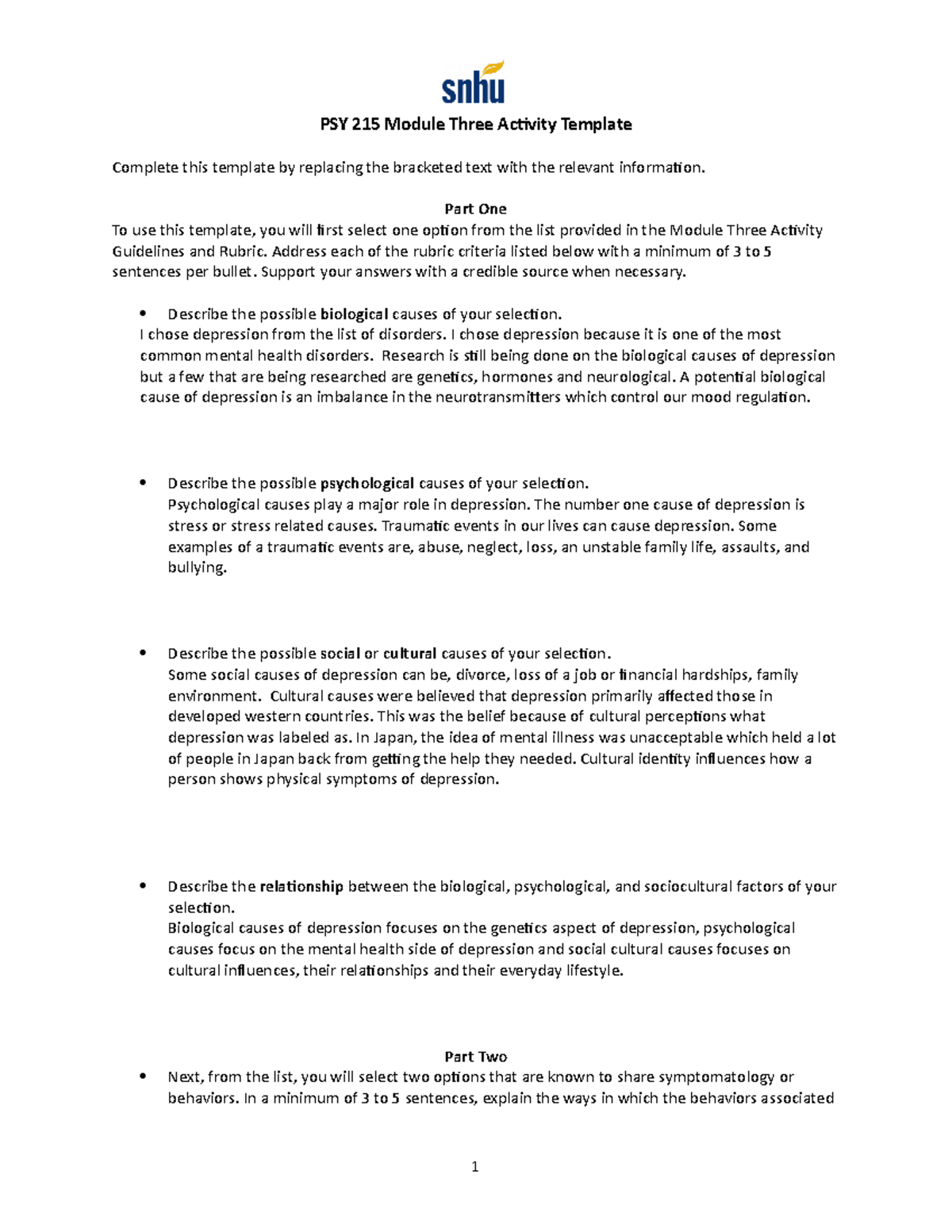 Module 3journal - PSY 215 Module Three Activity Template Complete this ...
