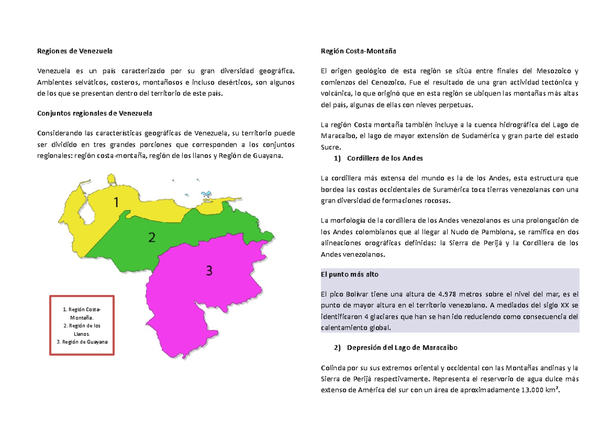 Regiones de Venezuela - Regiones de Venezuela Venezuela es un país ...