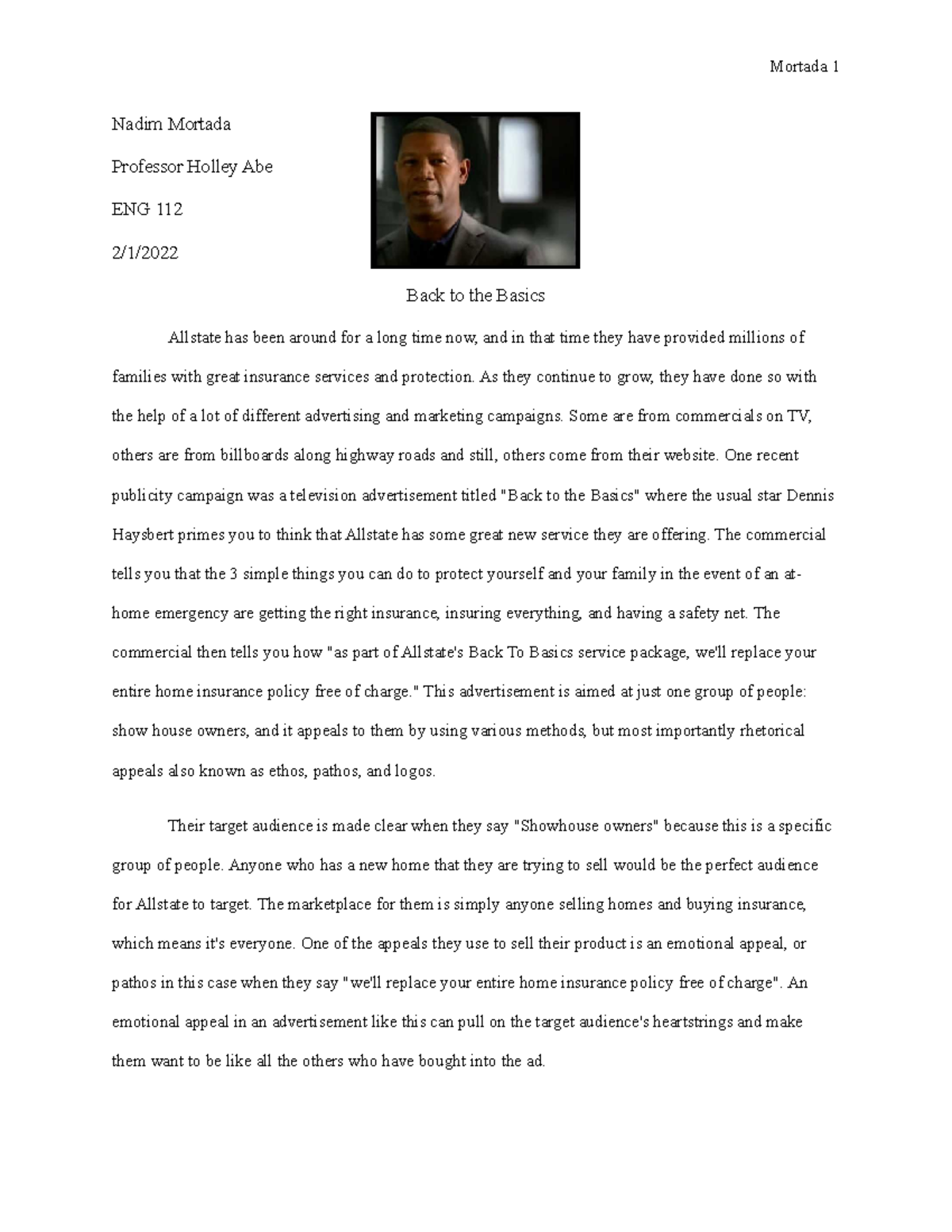 Rhetorical analysis back to the basics - Mortada 1 Nadim Mortada ...