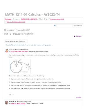 Learning Guide Unit 6 -MATH 1211 - MATH 1211-01 Calculus - AY2023-T Dashboard My courses MATH ...