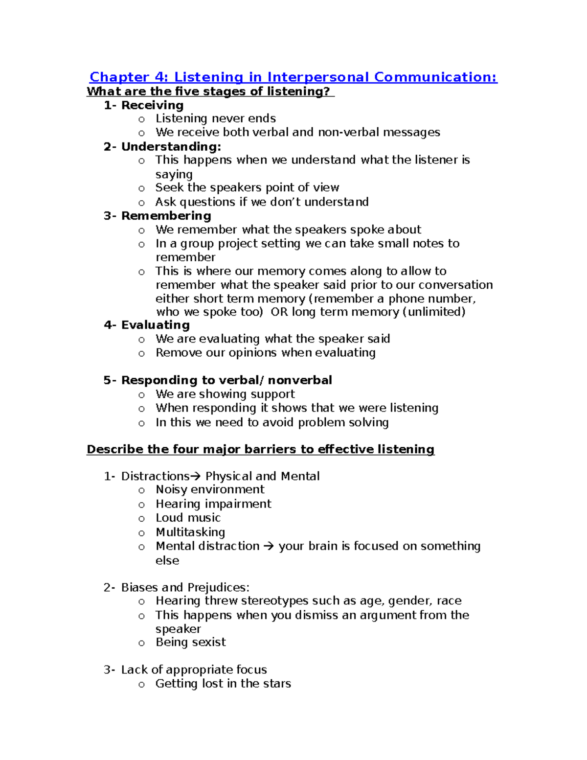 Chapter 4 - Chapter 4: Listening in Interpersonal Communication: What ...