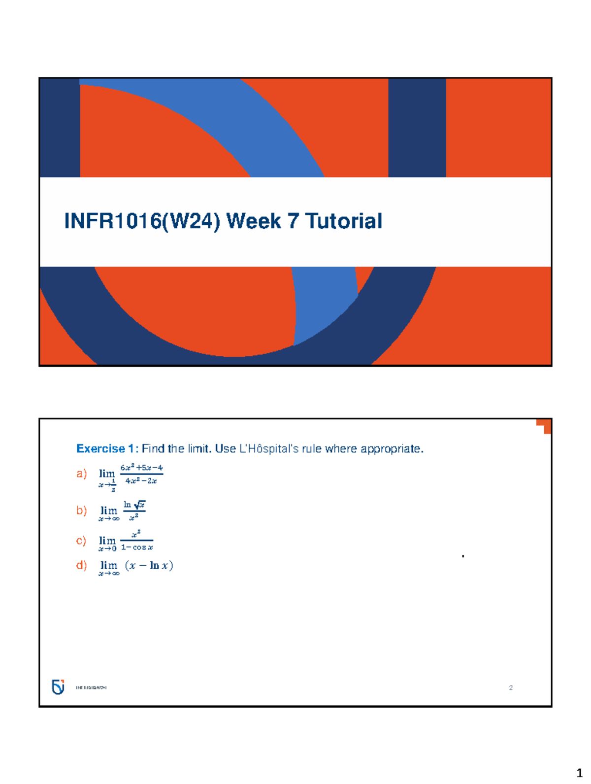 INFR1016(W24)Week7Tutorial - 1 INFR1016(W24) Week 7 Tutorial 2 Exercise ...