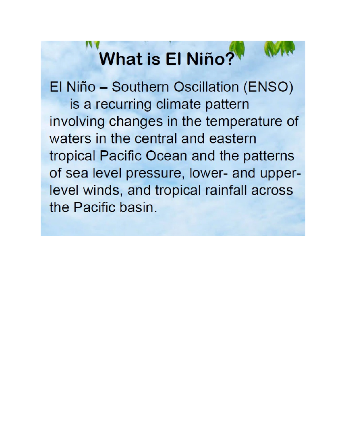 Doc1 - EL NINO LA NINA - College of Teacher Education - Studocu