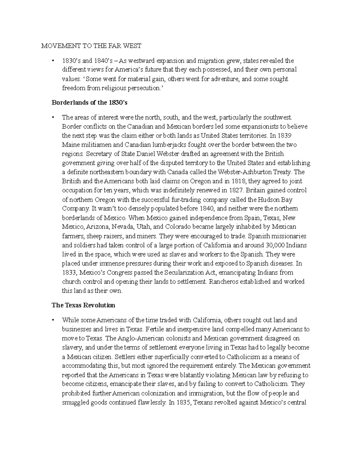 Moving West - Expanding west - MOVEMENT TO THE FAR WEST 1830’s and 1840 ...