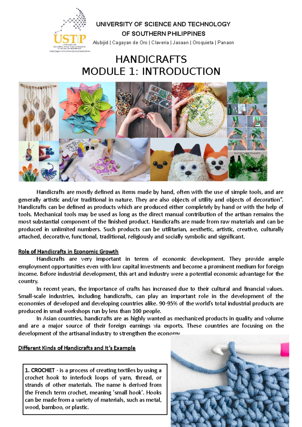Basic Handicrafts and its Principles 1 - HANDICRAFTS MODULE 1 ...