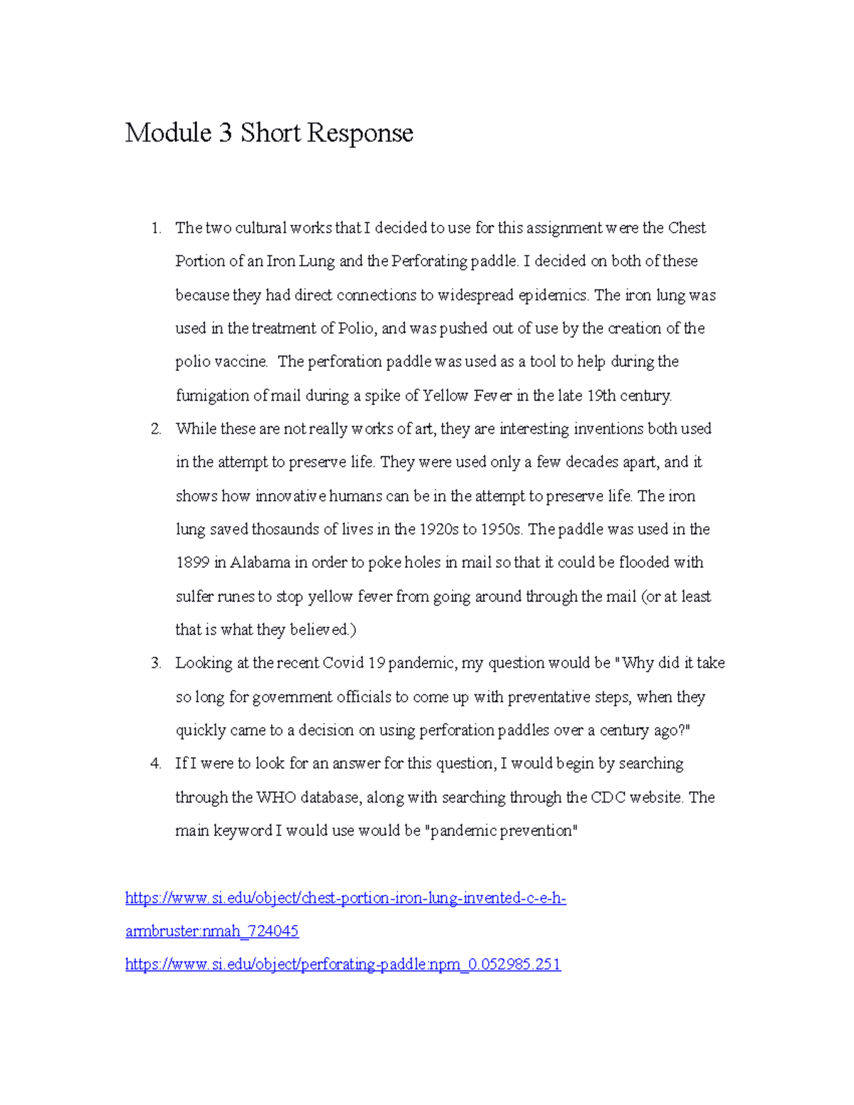 “Tyler Zigmond HUM-100 Week 3 Short Responses - Module 3 Short Response ...