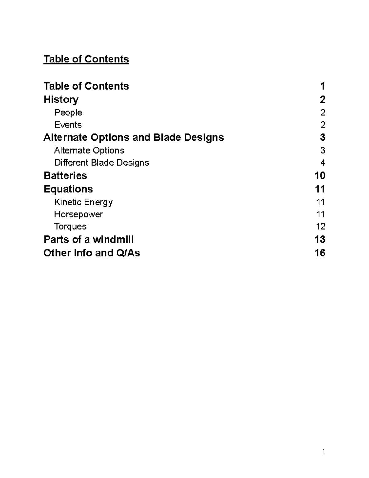 Wind Power Study Journal - Science Olympiad Cheat Sheet - Table of ...