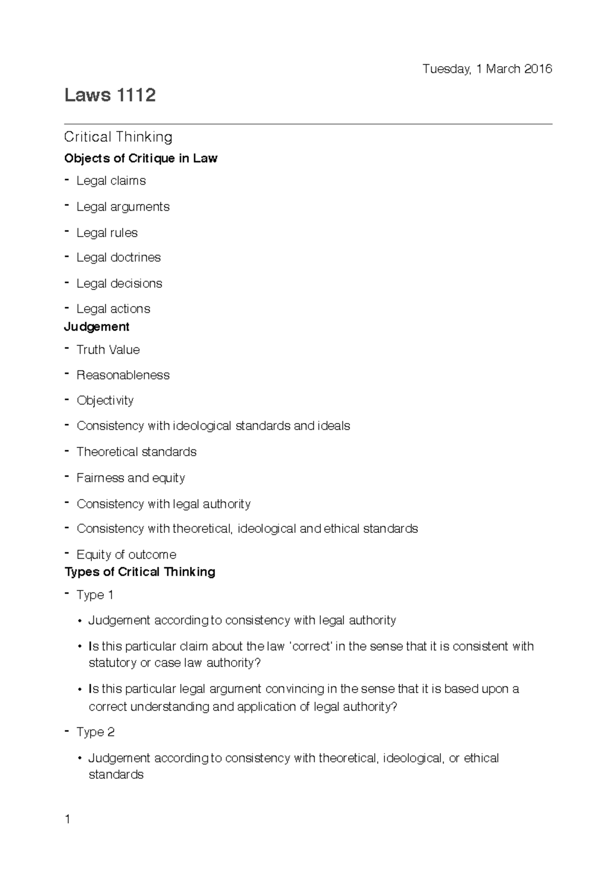 Laws 1112 Revision - Lecture notes All Lectures - Laws 1112 Critical ...