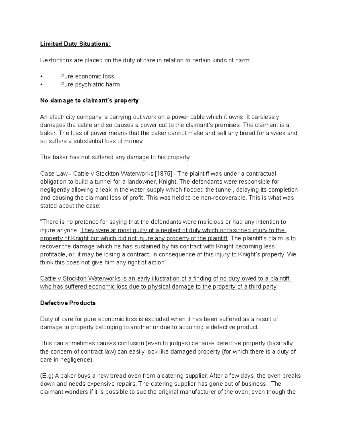 Negligence Limited Duty Situations - Limited Duty Situations ...