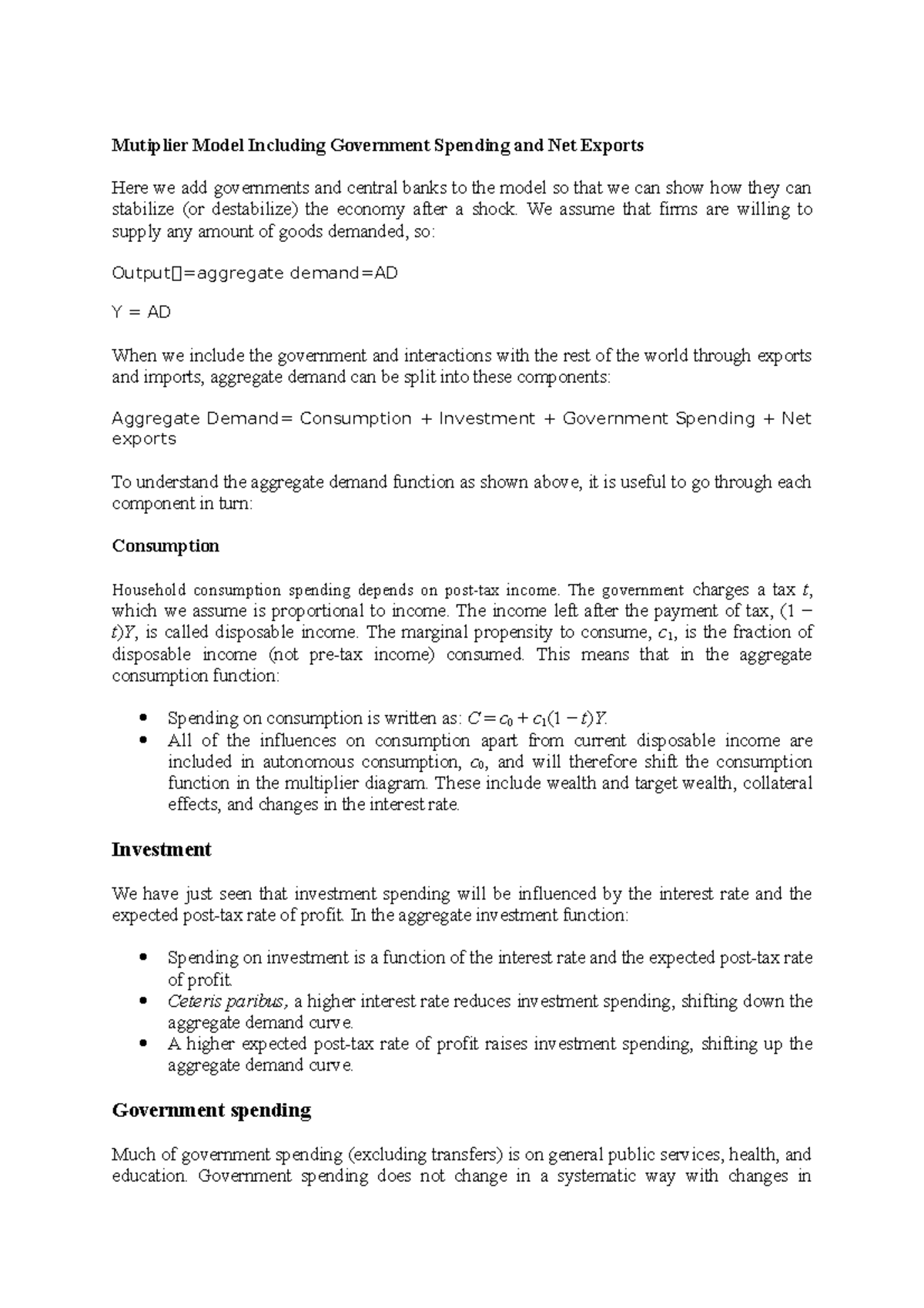 Multiplier model or AD model with g and nx - Mutiplier Model Including ...
