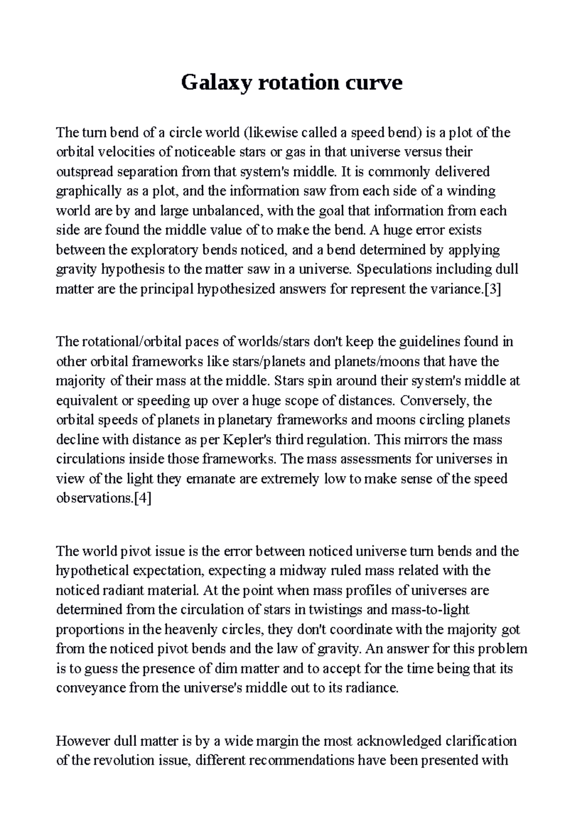 Galaxy rotation curve - Ifah - Galaxy rotation curve The turn bend of a ...