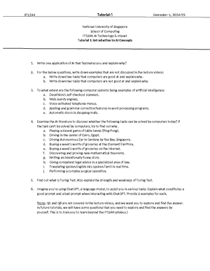 Tutorial-5 (Sol) - tutorai - IT1244 Tutorial-5 Semester-1, 2024 ...