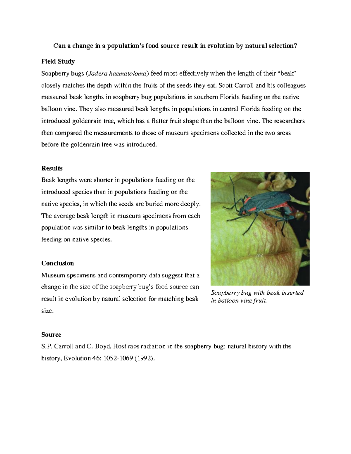 Inquiry Figure Example - Can a change in a population’s food source ...