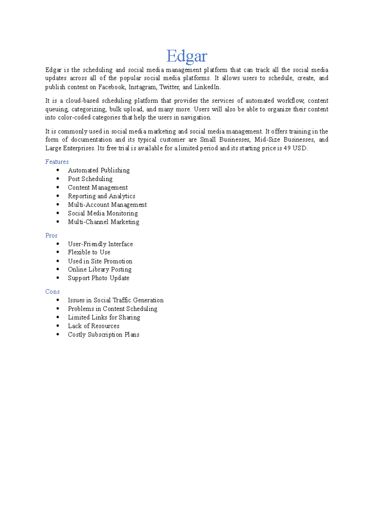 Edgar Alternatives - Edgar Edgar is the scheduling and social media ...