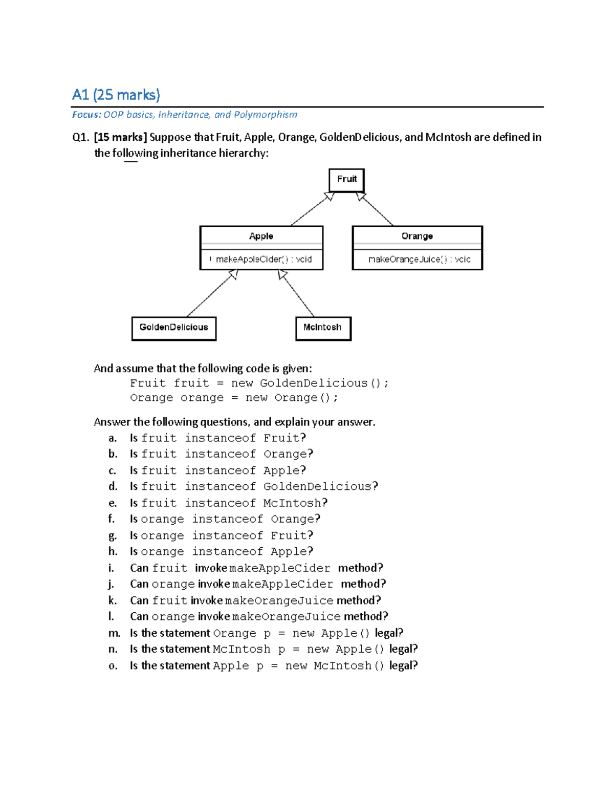 OOP Basics Inheritance and Polymorphism Quiz - Studocu