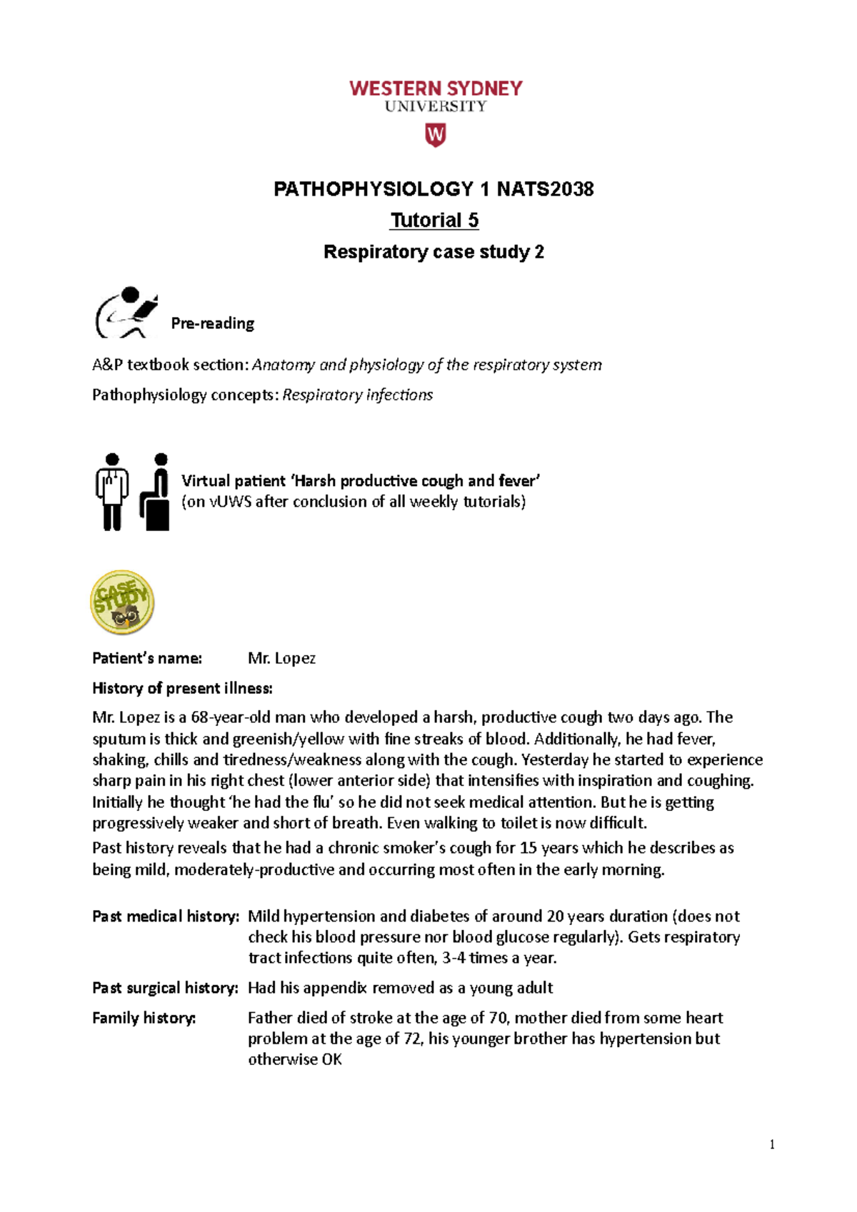 Respiratory Tutorial 2 - PATHOPHYSIOLOGY 1 NATS Tutorial 5 Respiratory ...