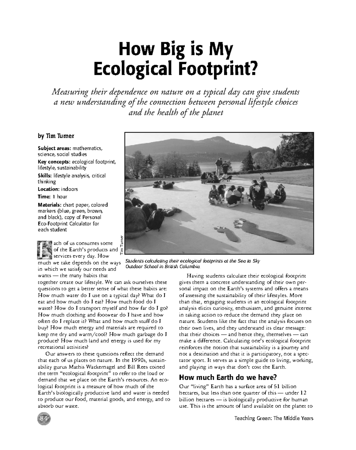 Activity 2 Ecological Footprint - How Big is My Ecological Footprint ...
