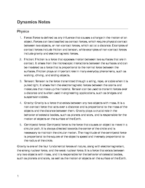 Gravity Equations and Notes Physics - Studocu